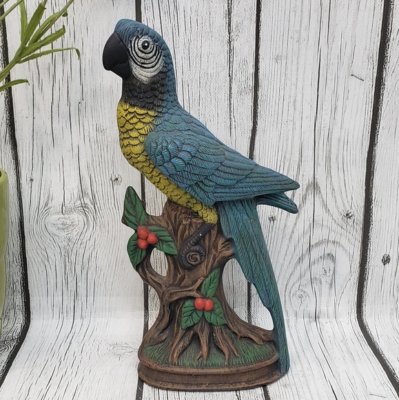 Vintage | Accents | Vintage Ceramic Blue Black And Yellow Parrot Macaw ...
